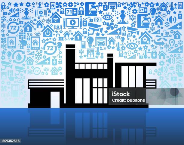 Contemporary House On Home Automation And Security Vector Background