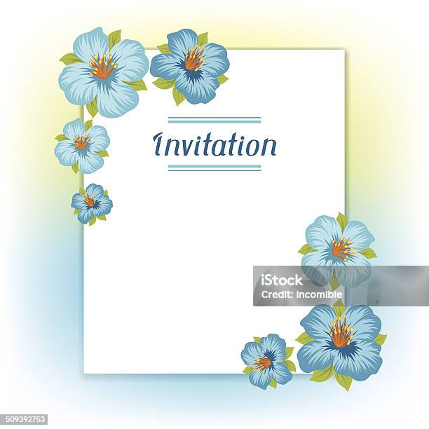 Design Of Invitation Card With Pretty Stylized Flowers向量圖形及更多一朵花圖片 Istock