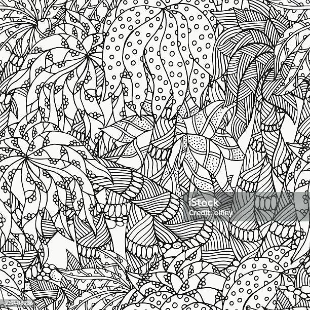 Seamless Patter With Palm Trees Pattern For Coloring Book向量圖形及更多園藝圖片