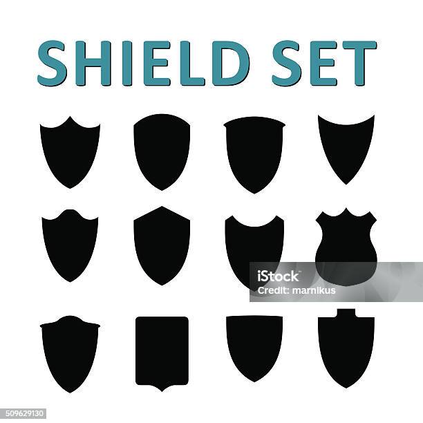 Vector Black Shields Set Stock Illustration Download Image Now