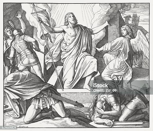 Kebangkitan Yesus Ukiran Kayu Diterbitkan Pada Tahun 1860 Ilustrasi