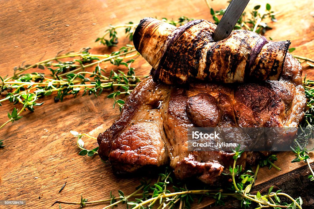 Steak Daging Sapi Sepotong Daging Sapi Bbq Panggang Dalam Rempahrempah