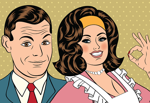 Man And Woman Love Couple In Pop Art Comic Style Stock Illustration