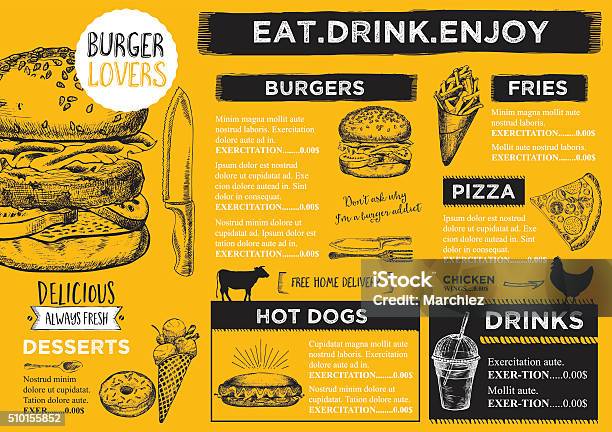 Restaurant Cafe Menu Template Design向量圖形及更多三文治圖片 三文治 傳單 創作性 Istock