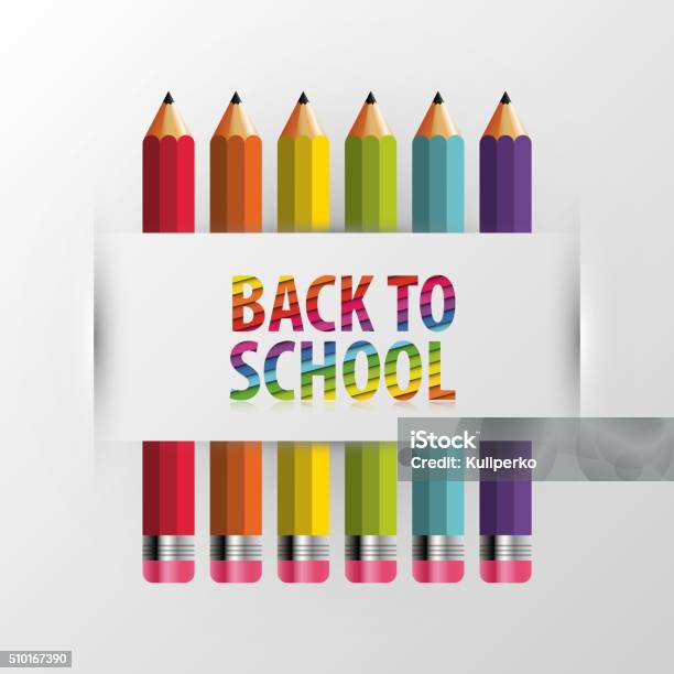 Back To School 레인보우 연필 벡터 일러스트레이션 개체 그룹에 대한 스톡 벡터 아트 및 기타 이미지 개체 그룹