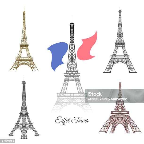 Hand Drawn Eiffel Tower In Paris Vector向量圖形及更多巴黎圖片 巴黎 現代 風格 畫畫