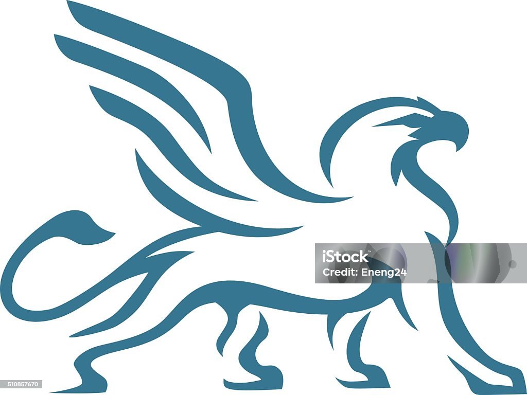 Griffin Abstract Blue向量圖形及更多獅鷲 虛構人物圖片 獅鷲 虛構人物 矢量圖 符號 Istock