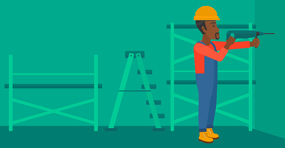 Constructor 천공기 나사돌리개에 대한 스톡 벡터 아트 및 기타 이미지 나사돌리개 드릴 디자인 Istock