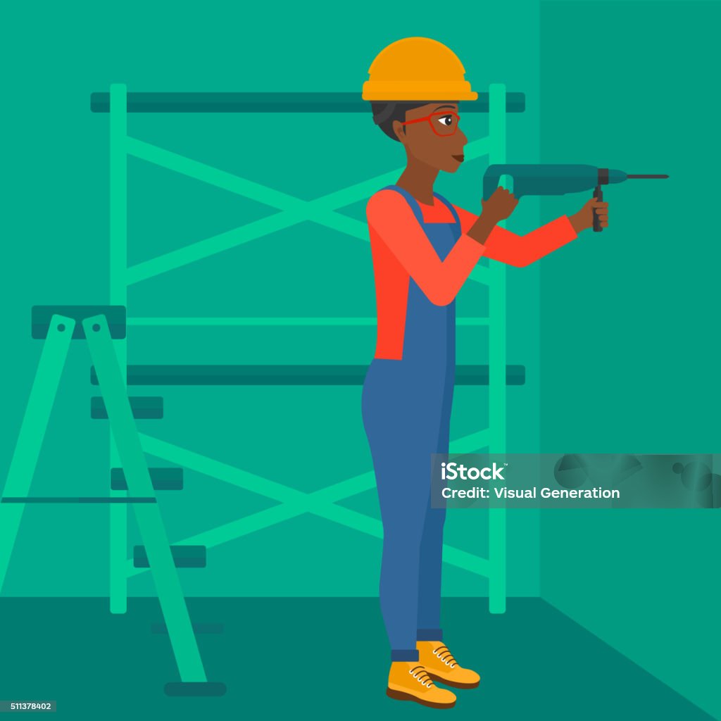 Constructor 천공기 나사돌리개에 대한 스톡 벡터 아트 및 기타 이미지 나사돌리개 드릴 디자인 Istock