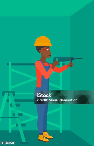 Constructor 천공기 나사돌리개에 대한 스톡 벡터 아트 및 기타 이미지 나사돌리개 드릴 디자인 Istock