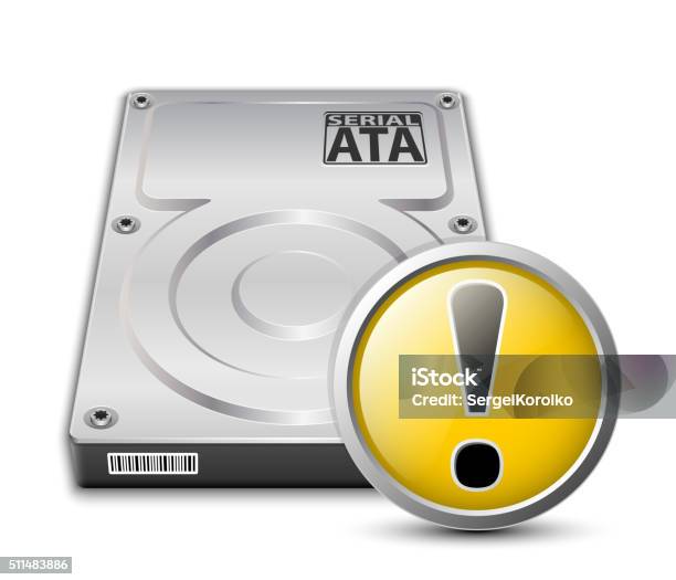 Vector Hard Disk Drive Icon With Warning Sign向量圖形及更多scsi 線圖片 Scsi 線