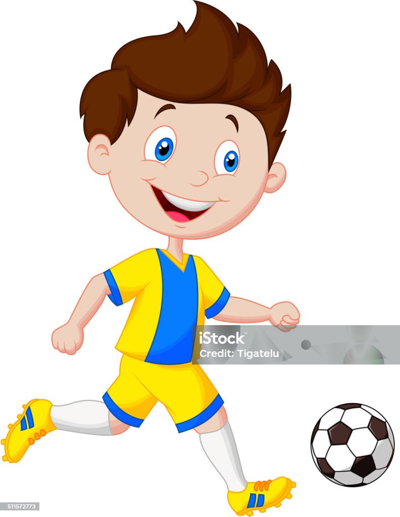 Stock Ilustrace Kreslený Chlapec Hraje Fotbal Stáhnout Obrázek Nyní