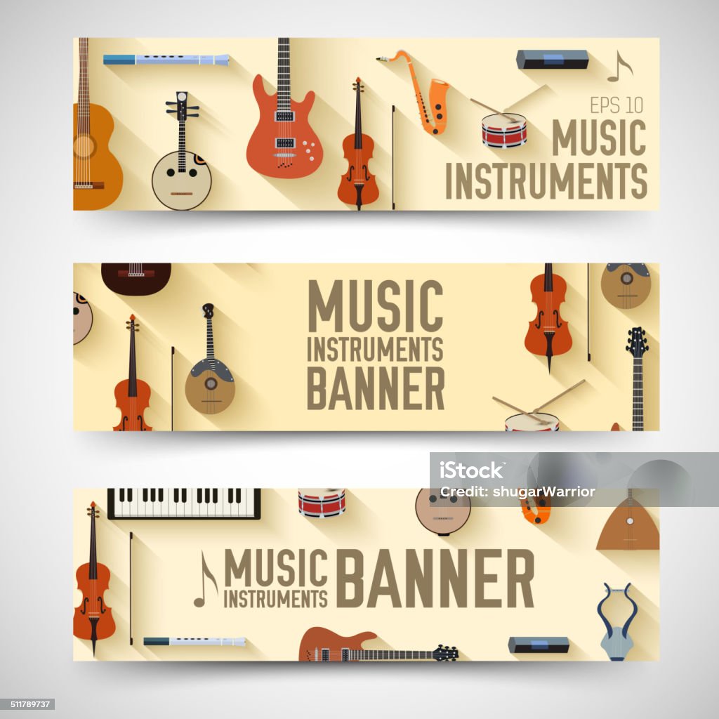 Flat Music Instruments Banners Concept Vector Illustrator Design Stock ... Flat Music Instruments Banners Concept Vector Illustrator Design Stock ...