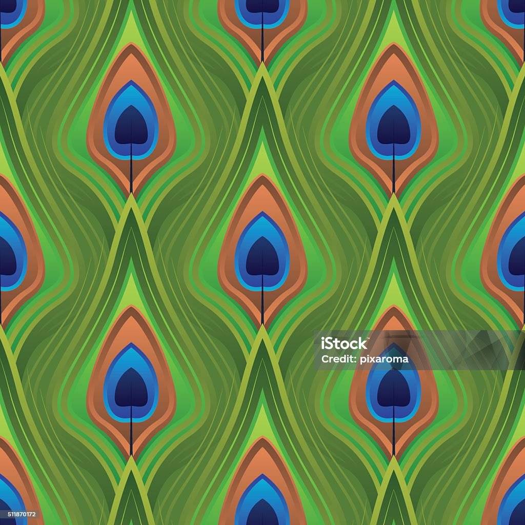 Peacock Feather Seamless Pattern Stock Illustration Download Image