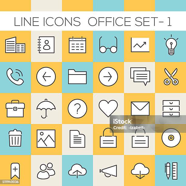 Inline Office Icons Collection向量圖形及更多互聯網圖片 互聯網 信息圖形 商務 Istock