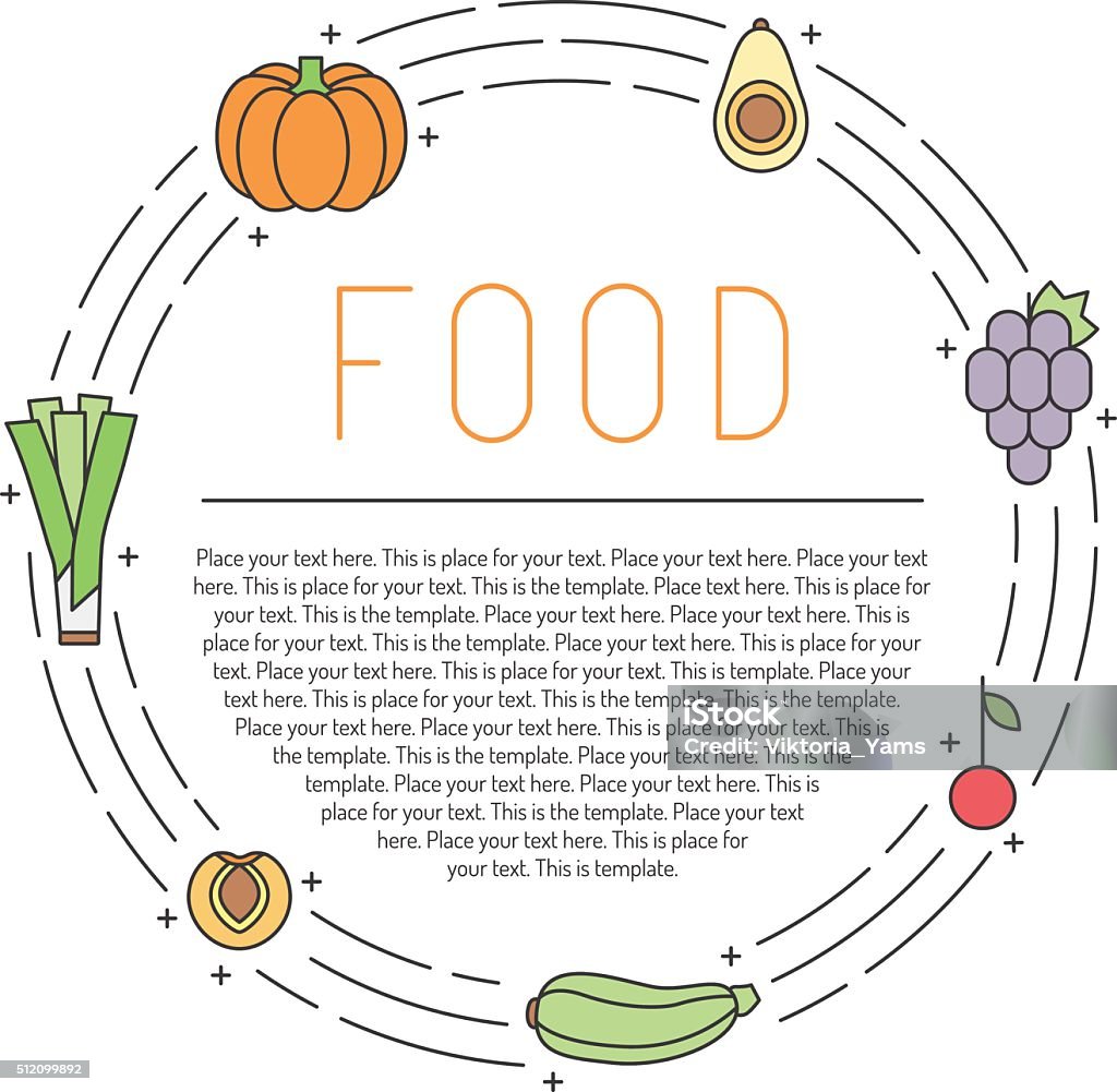 Fruit And Vegetable Multicolored Outline Circle Frame Part One Stock ... Fruit And Vegetable Multicolored Outline Circle Frame Part One Stock ...