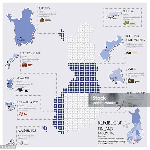 Dot 및 플래깅 핀란드 인포그래픽 디자인식 지도 개념에 대한 스톡 벡터 아트 및 기타 이미지 개념 개념과 주제 건강