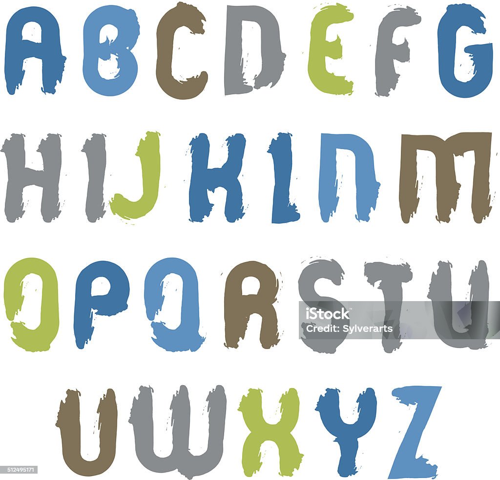Vector Capital Letters Set Handdrawn Colorful Script Bright Stock
