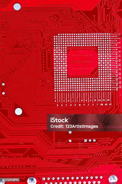 Red Circuit Board Texture Background Of Computer Motherboard 照片檔及更多
