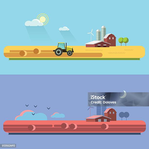 Lanskap Pedesaan Dengan Ladang Bukit Dan Traktor Ilustrasi Stok - Unduh ... Lanskap Pedesaan Dengan Ladang Bukit Dan Traktor Ilustrasi Stok - Unduh ...