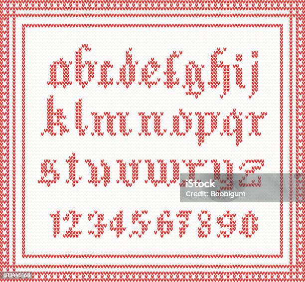 Christmas Font Knitted Gothic Alphabet In Red Color向量圖形及更多刺繡圖片 Istock