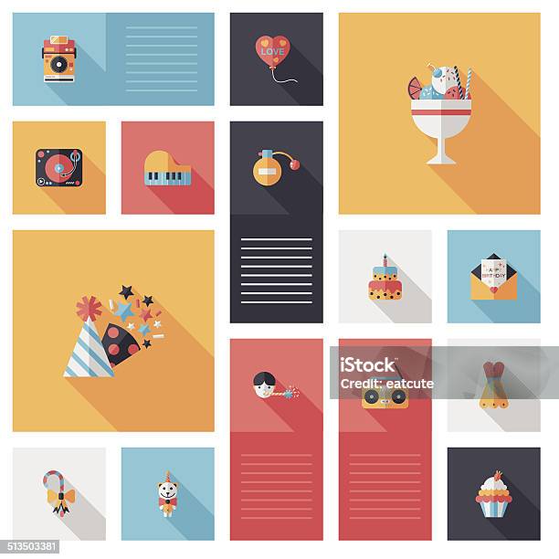 Happy Birthday Flat Ui Background Eps10向量圖形及更多事件圖片 事件 可愛 好玩 Istock