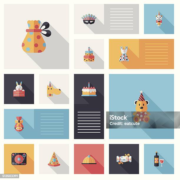 Happy Birthday Flat Ui Background Eps10向量圖形及更多事件圖片 事件 可愛 好玩 Istock