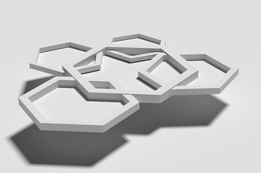 5 인명별 3차원 Hexagons On 흰색 배경 0명에 대한 스톡 사진 및 기타 이미지 0명 3차원 형태 각도 Istock