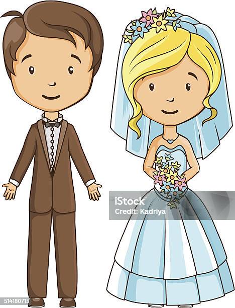 Cartoon Style Bride And Groom Stock Illustration Download Image Now