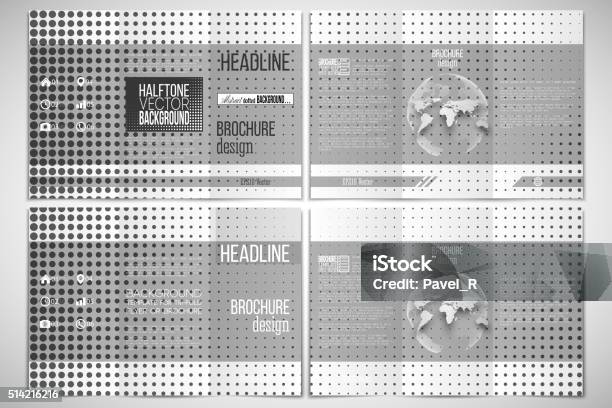 Vector Set Of Trifold Brochure Design Template Halftone Vector向量圖形及更多三摺
