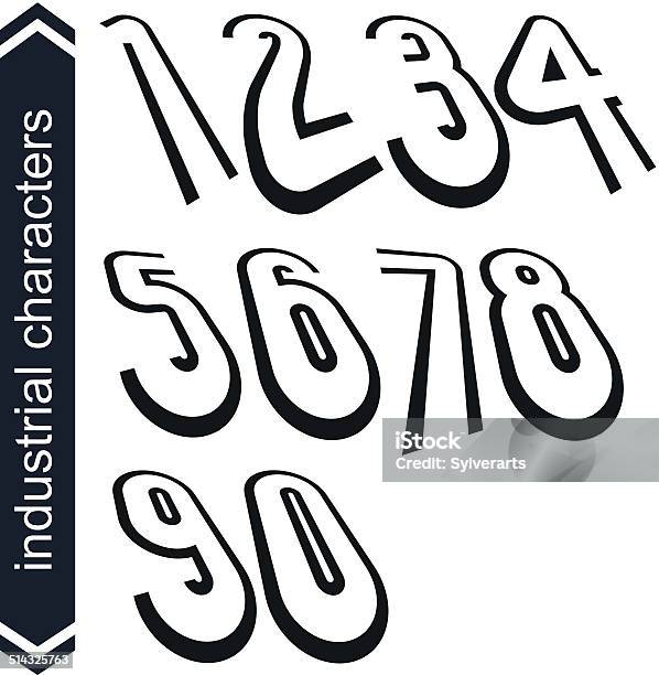 3d Retro Typeset Avec Des Lignes En Mouvement Vecteur Doodle Chiffres
