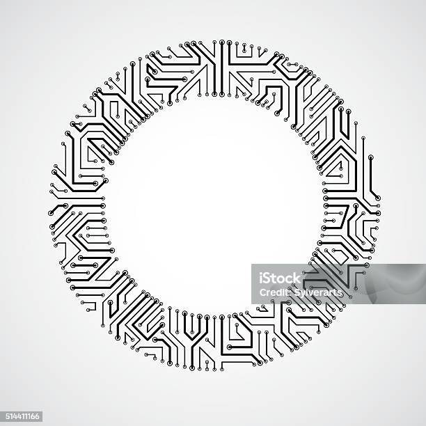 Vector Abstract Technology Illustration With Monochrome Circuit Board