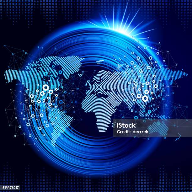 World Map From Circle Center In Europe Communication Technology向量圖形及更多