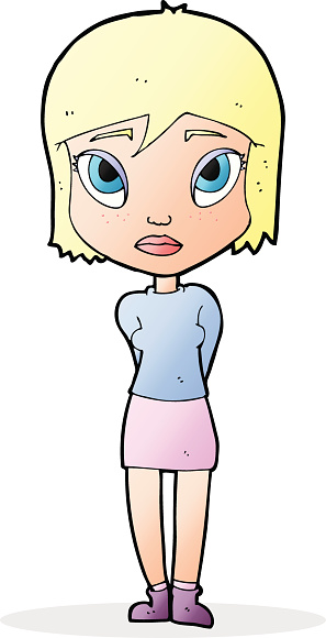 Cartoon Shy Girl Stock Illustration Download Image Now Adult Cheerful Clip Art Istock