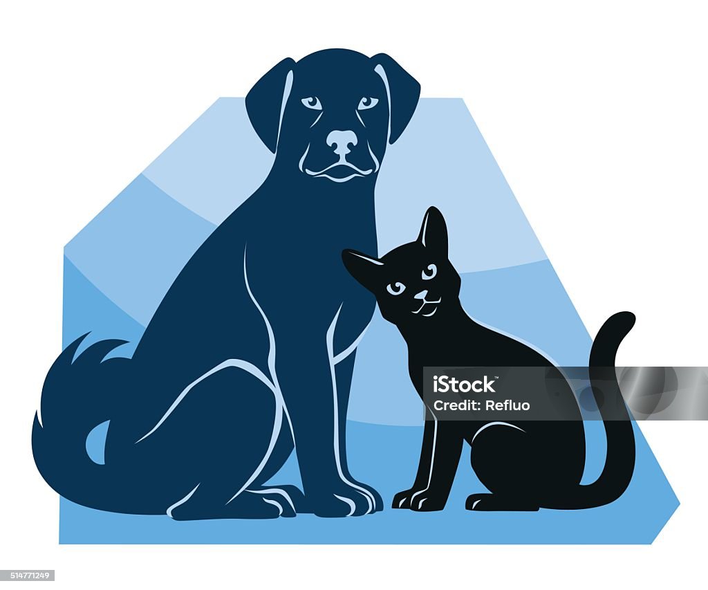Ilustración De Gato Y Perro Siluetas De Estar Y Más Vectores Libres De
