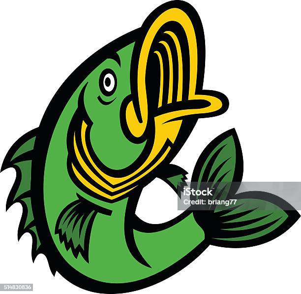 Ikon Vektor Ikan Bass Melompat Ilustrasi Stok Unduh Gambar Sekarang Bass Bergaris Air Air