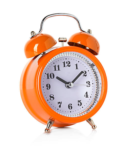 Free Stock Photo of Orange old style alarm clock isolated on white ...