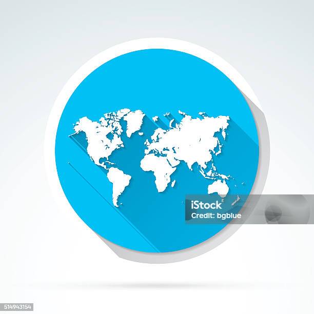 Carte Du Monde Icône Conception Plat Long Ombre Vecteurs Libres De