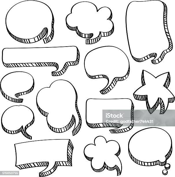Speech And Conversation Bubbles Collection向量圖形及更多插圖圖片 插圖 不完整 不高興的