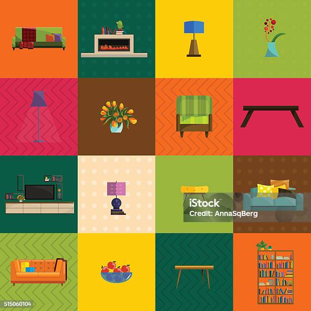 Vector Collection Of Modern Flat Furniture Icon Set向量圖形及更多一朵花圖片 Istock