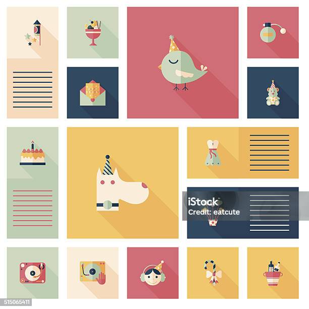 Happy Birthday Flat Ui Background Eps10向量圖形及更多事件圖片 事件 可愛 好玩 Istock