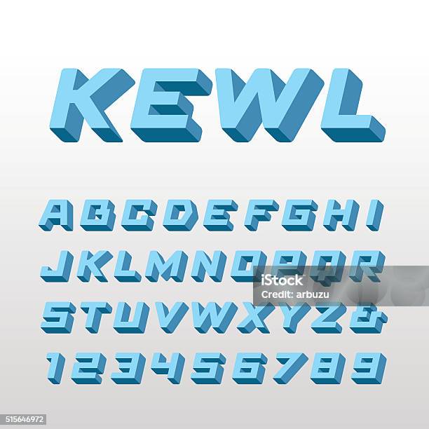 Isometric Font Vector Alphabet With 3d Effect Letters And Numbe向量圖形及更多