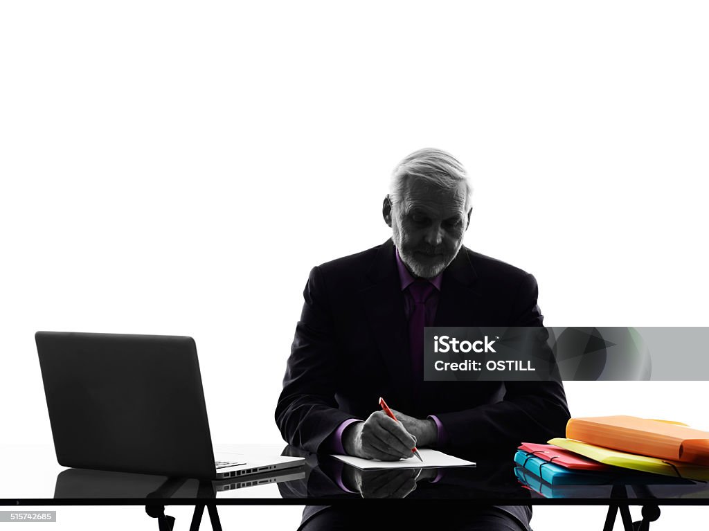 Senior Business Man Busy Working Writing Silhouette Stock Photo ... Senior Business Man Busy Working Writing Silhouette Stock Photo ...