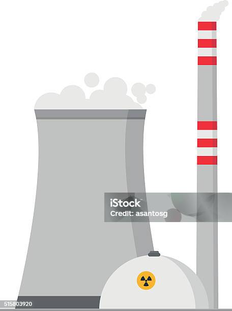 Ilustrasi Vektor Kartun Lucu Dari Pembangkit Listrik Tenaga Nuklir