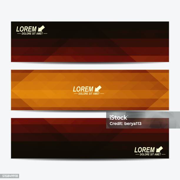 Golden Set Of Vector Banners Background With Gold Triangles Web Stock