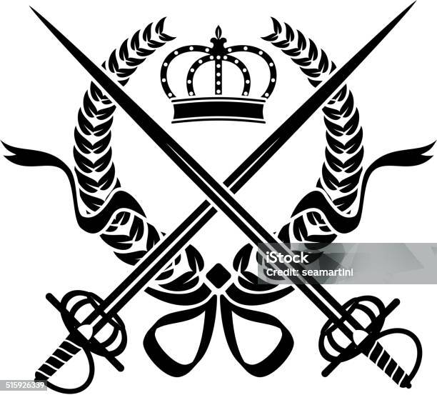 Heraldic 디자인과 화관 Swords 왕관 검에 대한 스톡 벡터 아트 및 기타 이미지 검 검은색 고풍스런 Istock