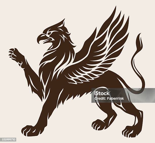 Griffin Black With Wings Vector Icon Gryphon Symbol向量圖形及更多獅鷲 虛構人物圖片