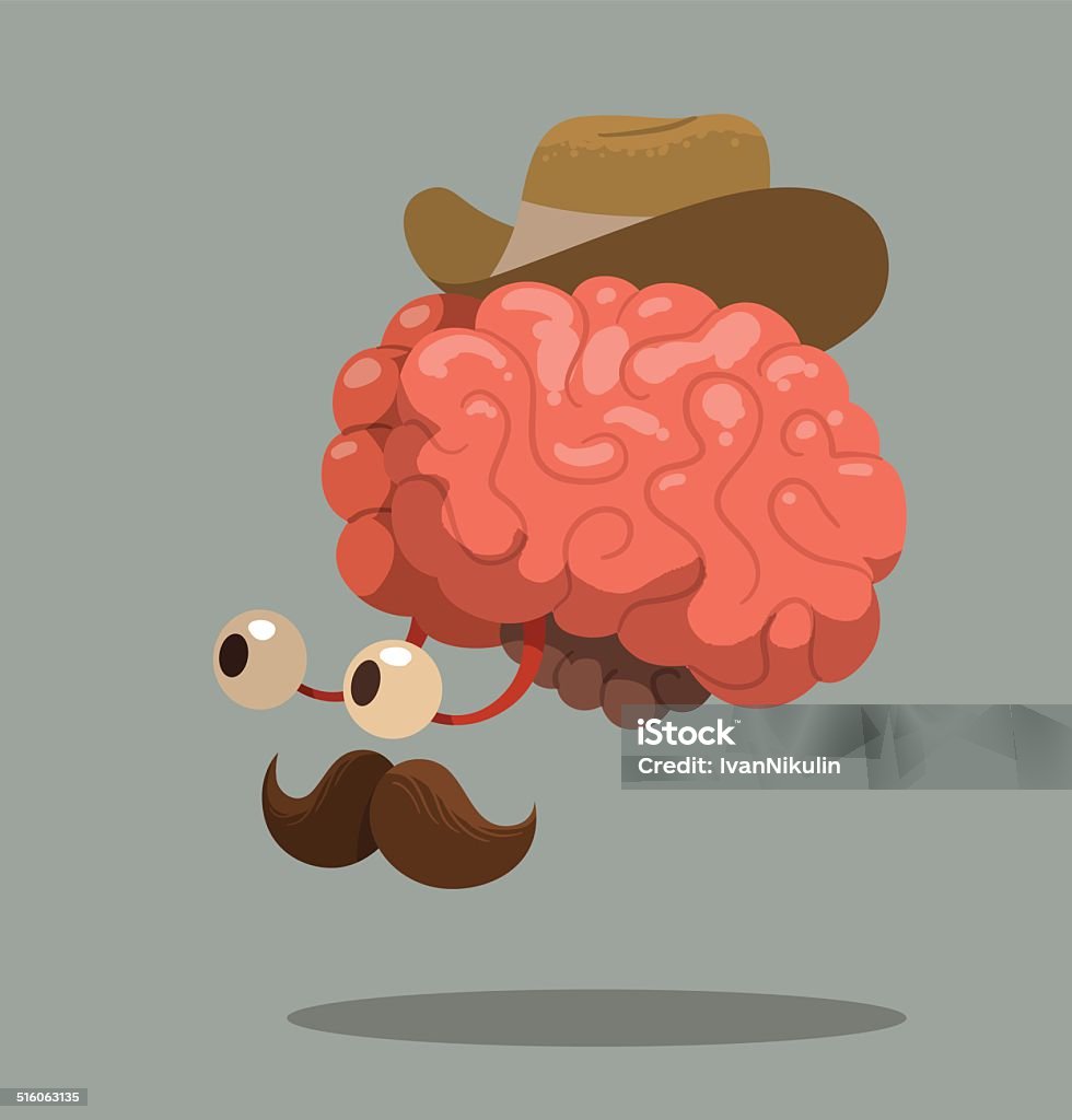 Otak Kartun Dengan Topi Koboi Ilustrasi Stok Unduh Gambar Sekarang