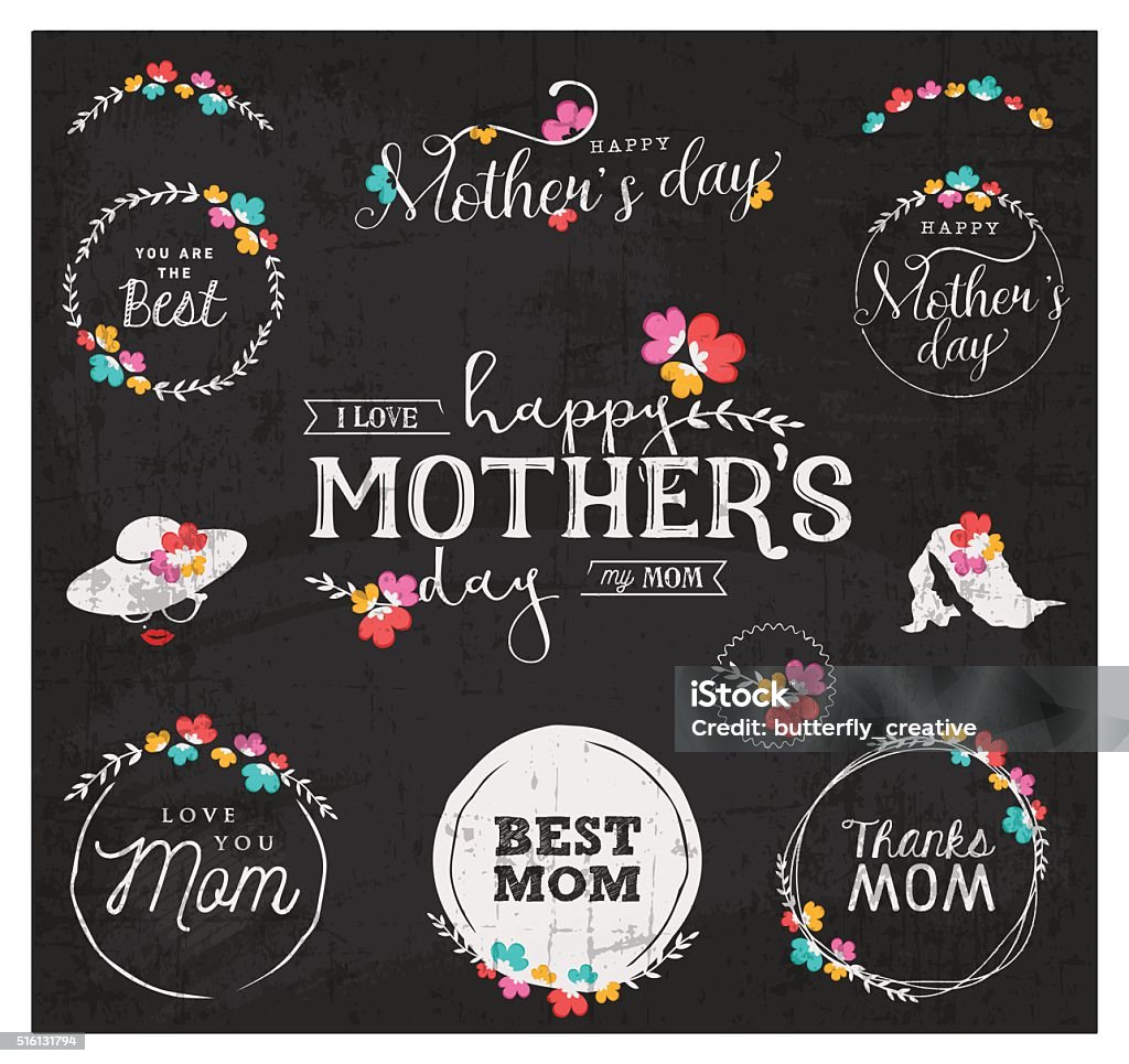 Mothers Day Badges And Labels In Vintage Style Stock Illustration