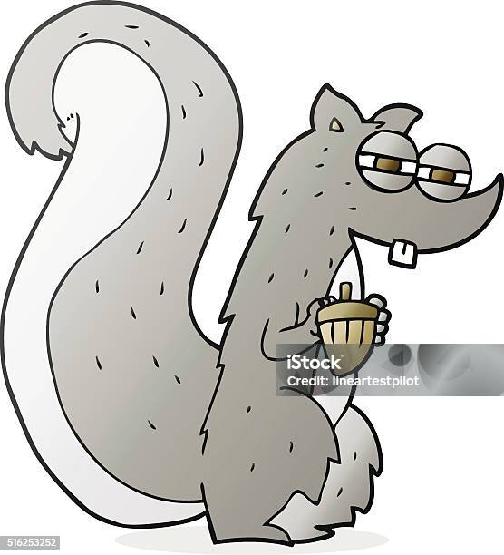 Ilustración De Ardilla De Dibujos Animados Con Tuerca Y Más Vectores Libres De Derechos De